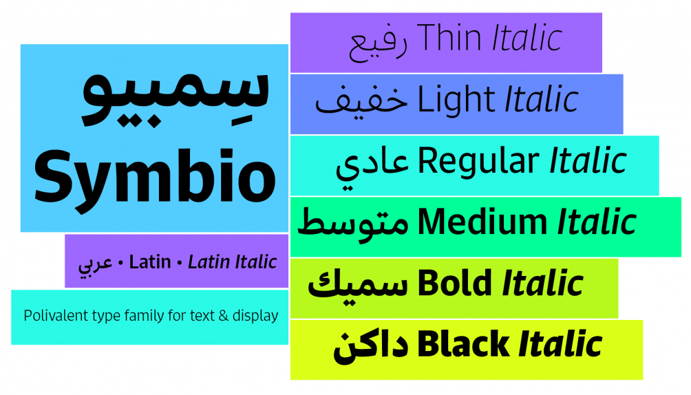 TPTQ Arabic: Symbio, a polyvalent multiscript typeface